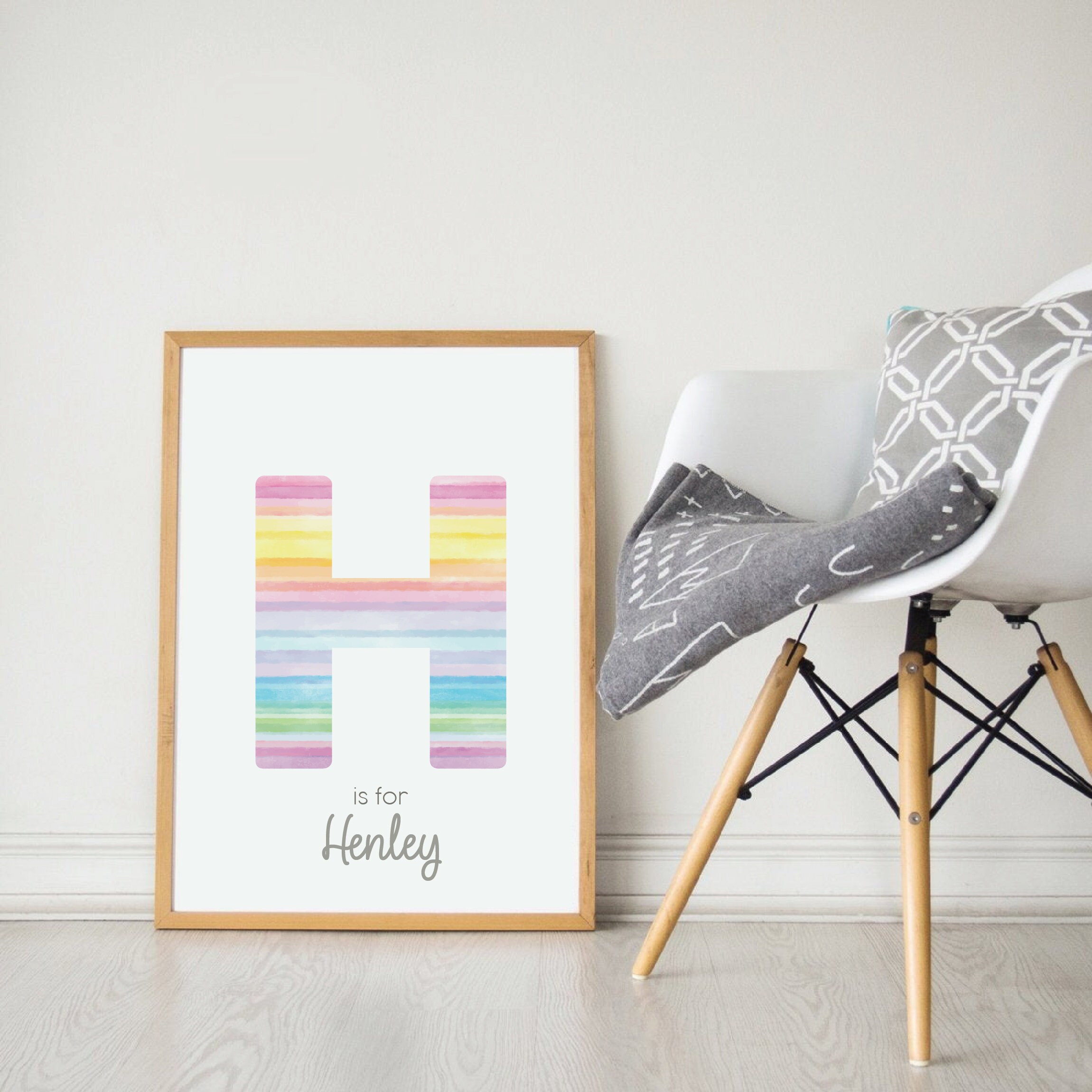 Rainbow Initial Letter Rainbow Monogram First Name Letter Custom Wall ...