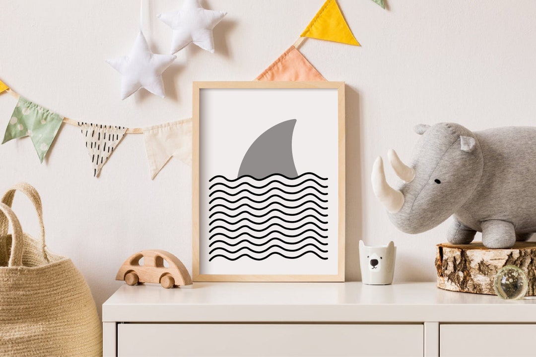 Shark Fin Printable Wall Art Nautical Nursery Decor Shark Illustration ...