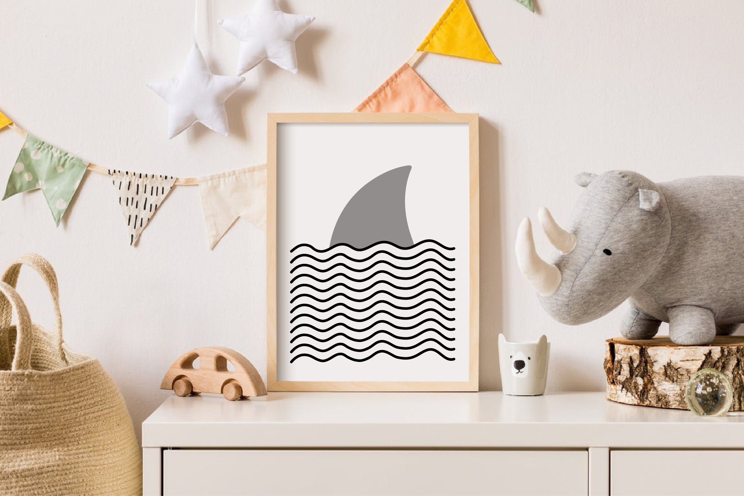 Shark Fin Printable Wall Art Nautical Nursery Decor Shark | Etsy
