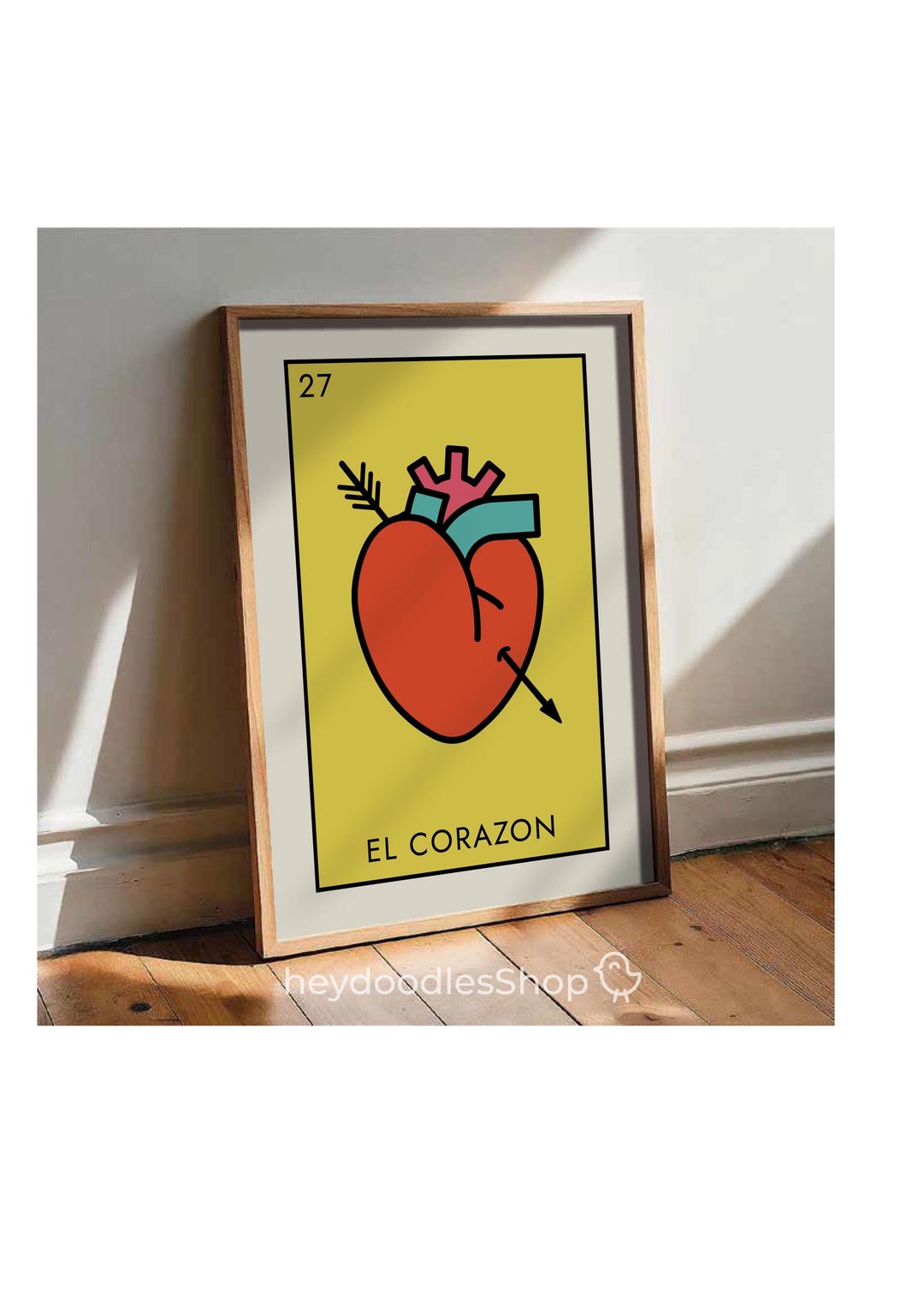 El Corazón Loteria Printable Wall Art Mexican Lottery Juego Loteria ...