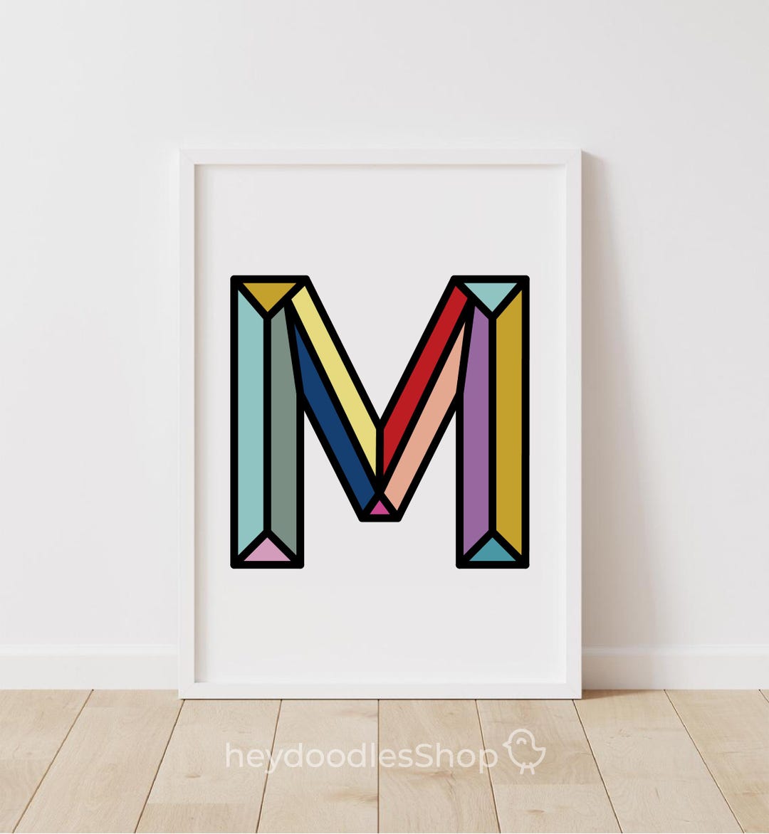 Letter M Wall Decor for Nursery Monogram Letters Printable Wall Art for ...