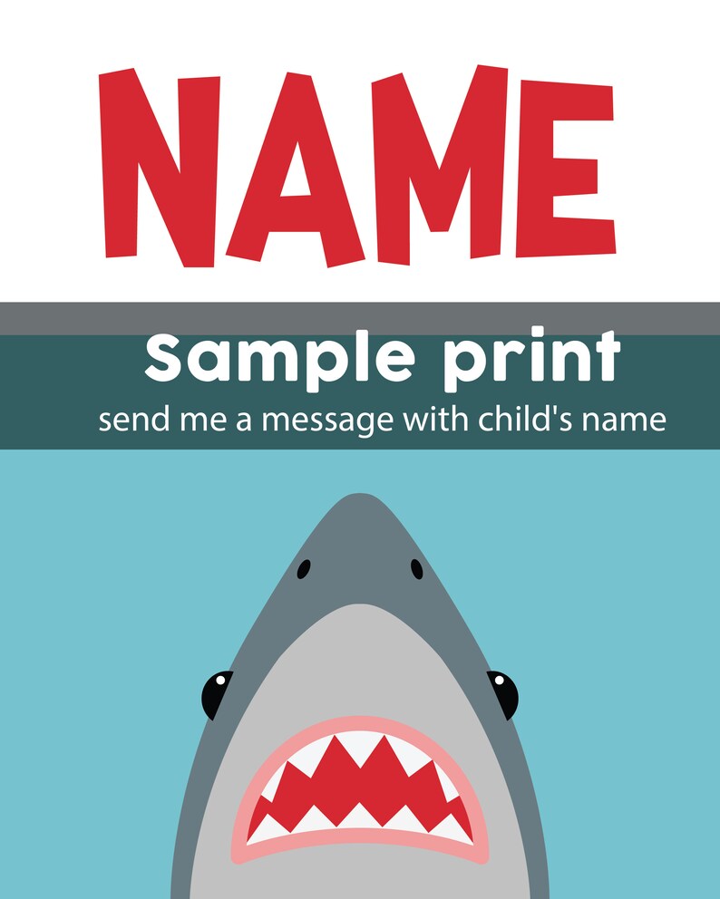 Custom Name Shark Printable Personalized Printable Wall Art Nautical ...