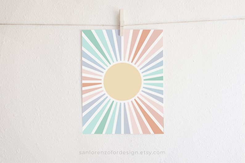 Sunburst Print Printable Wall Art Abstract Sun Poster - Etsy