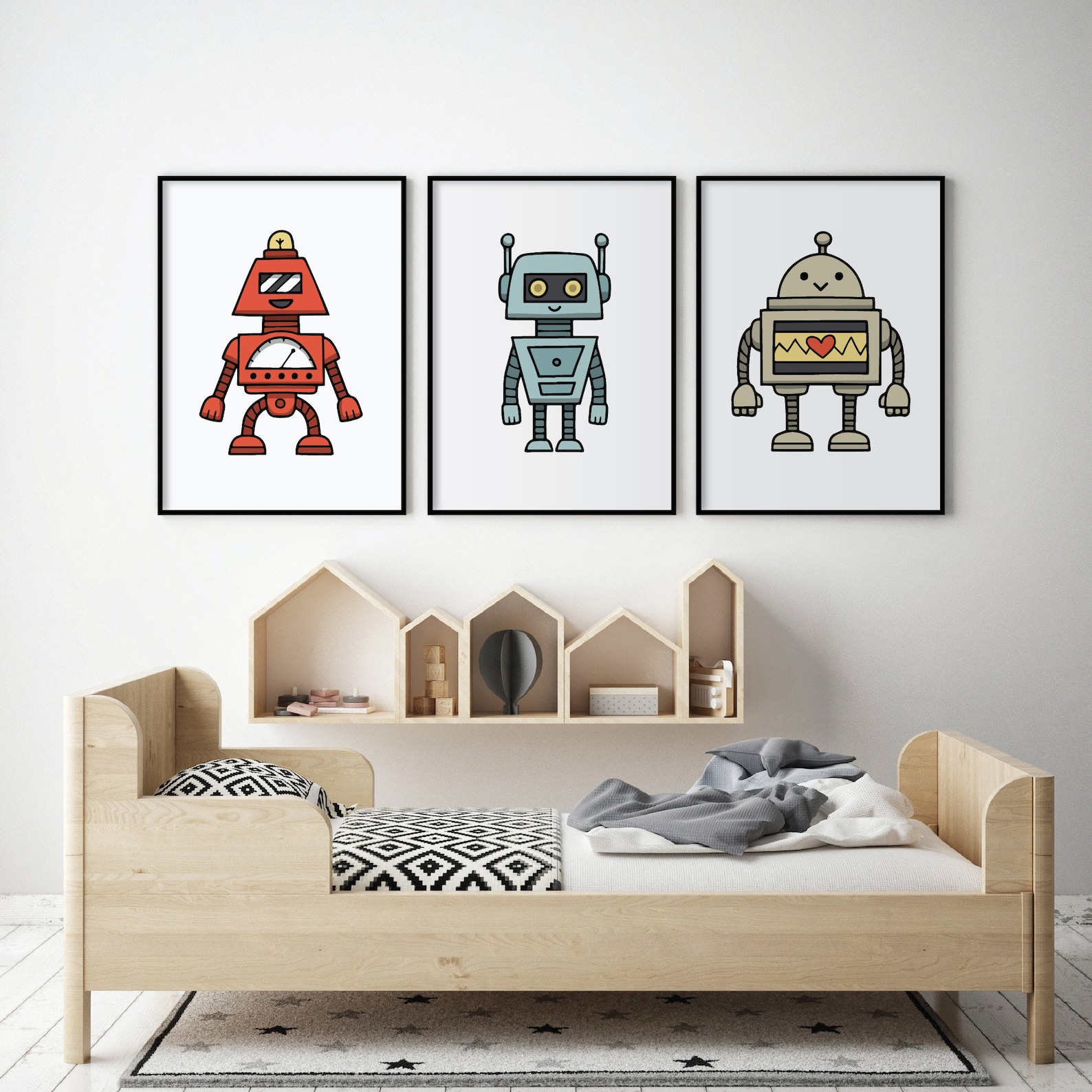 Set of 3 Robot Nursery Robot Wall Decor Retro Robot Robot - Etsy