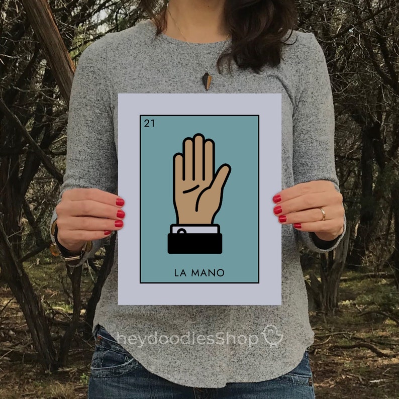 Loteria Mexicana La Mano Printable Wall Art, Mexican Folk Art, Mexican ...