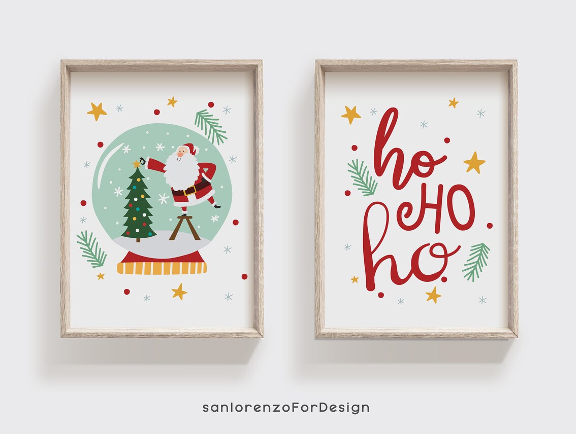 Santa Printable Wall Art Christmas Poster Holiday Decor Ho | Etsy