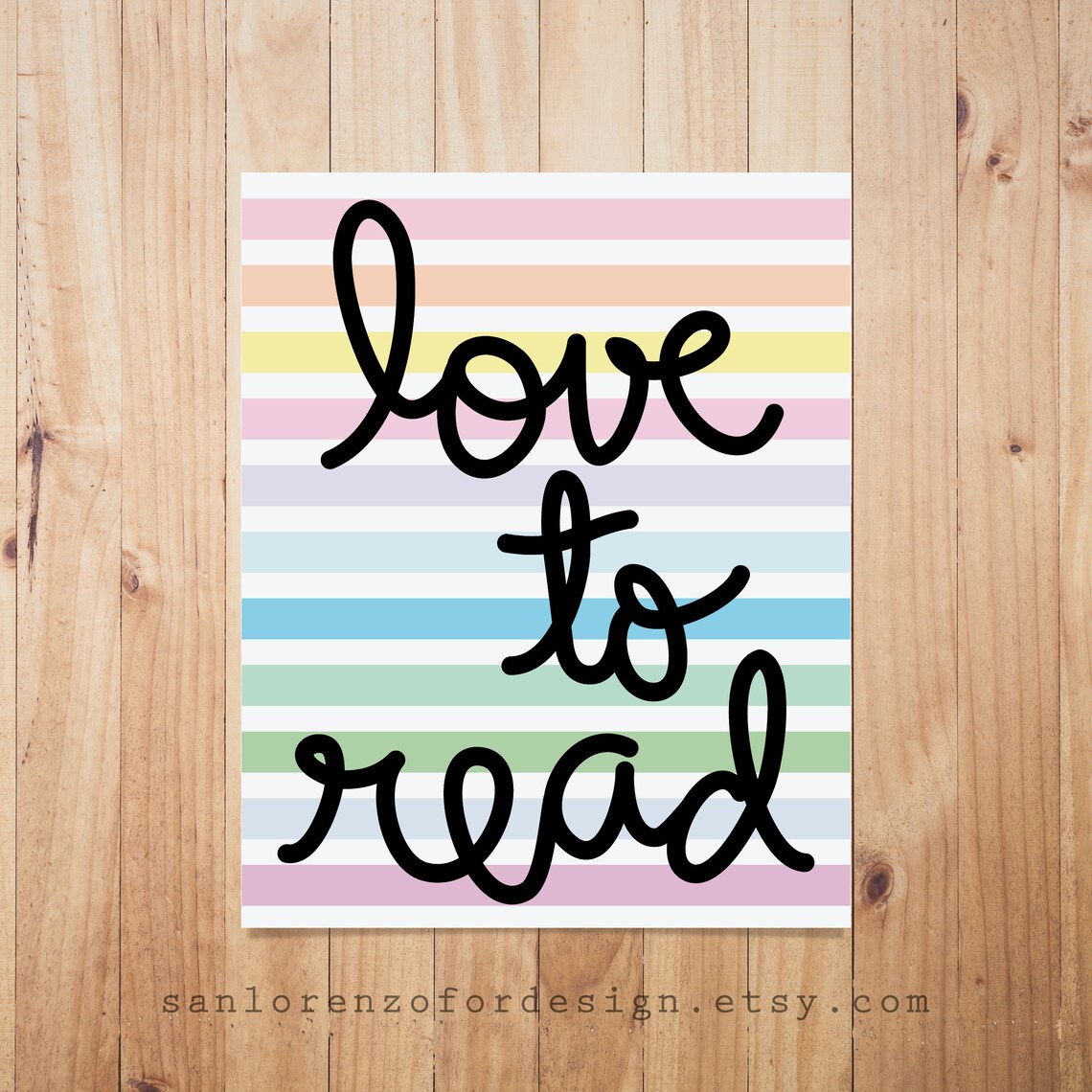 Love to Read Colorful Wall Art Printable Wall Art for Rainbow | Etsy