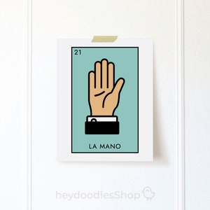 Loteria Mexicana La Mano Printable Wall Art, Mexican Folk Art, Mexican ...