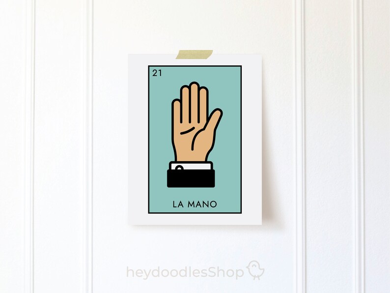Loteria Mexicana La Mano Printable Wall Art, Mexican Folk Art, Mexican ...