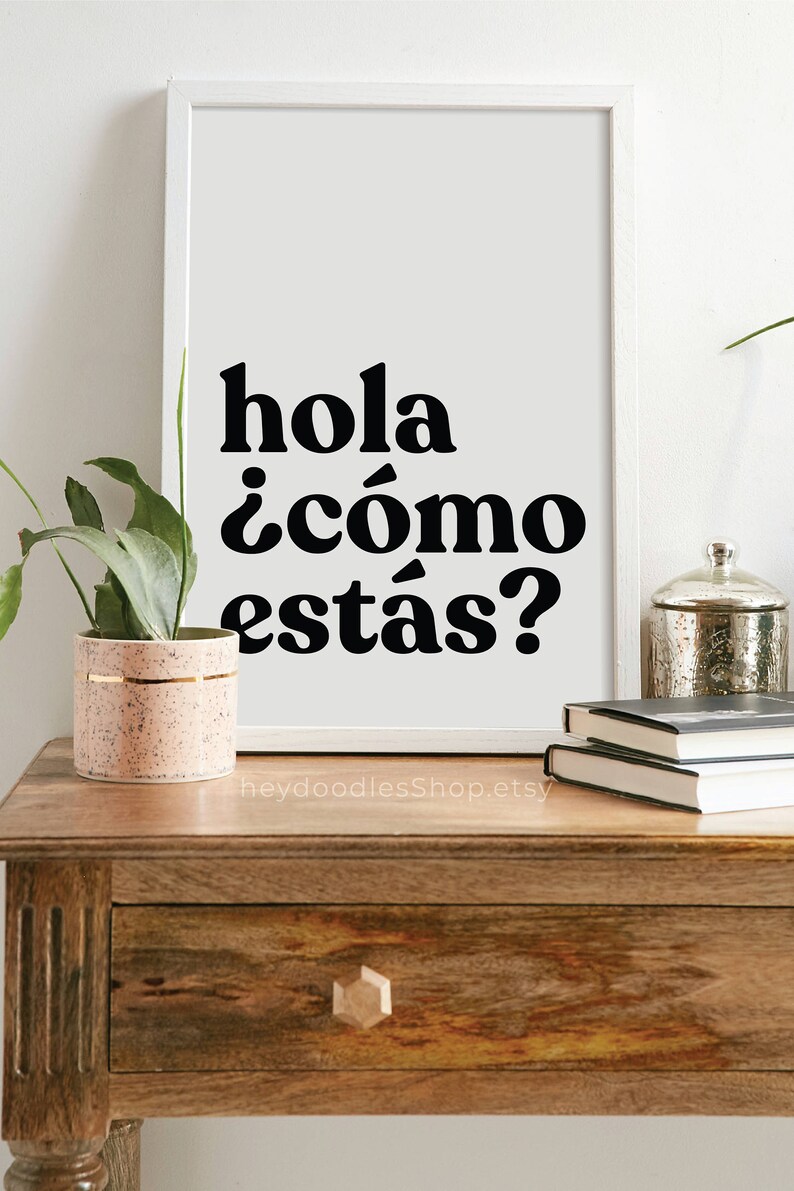 Hola Sign, Hola Printable Wall Art Hello Languages Entryway Decor ...