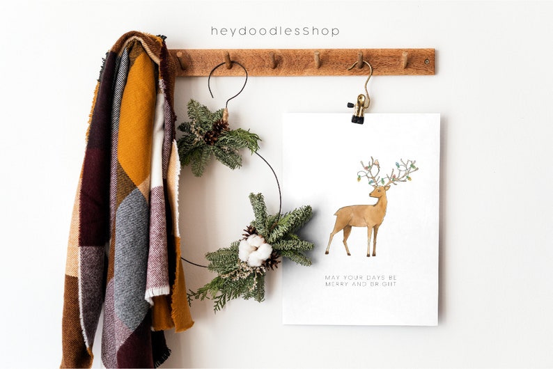 Christmas Printable Wall Art Merry and Bright Christmas | Etsy