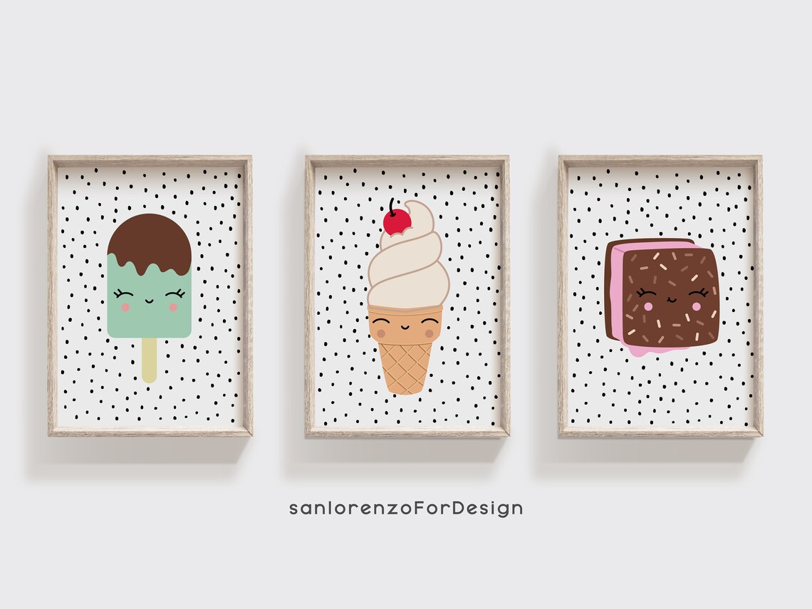 Ice Cream Printable Wall Art Kids Room Summer Printable | Etsy