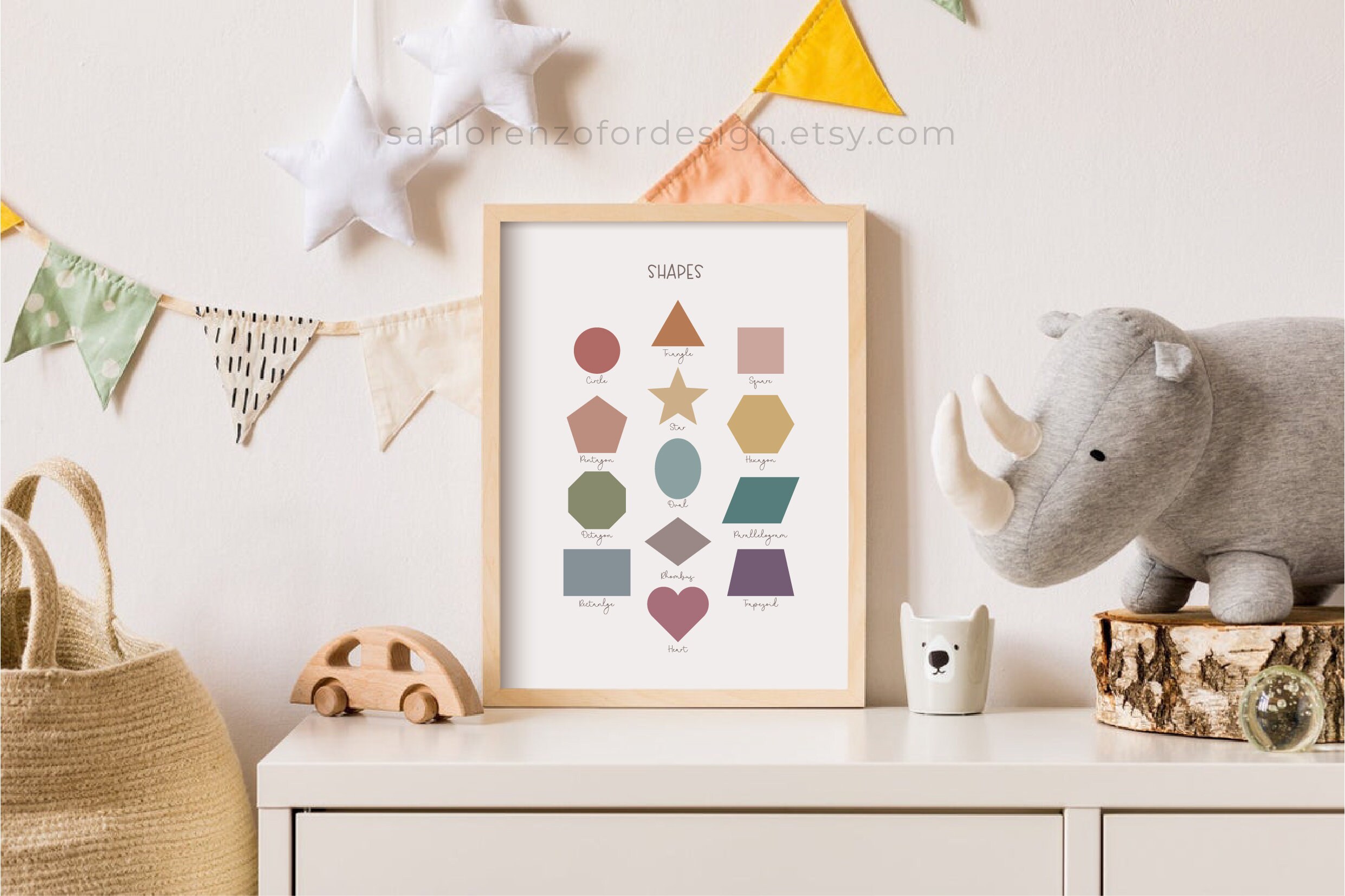 Shapes PrintableEducational Wall Art Print Playroom Decor | Etsy