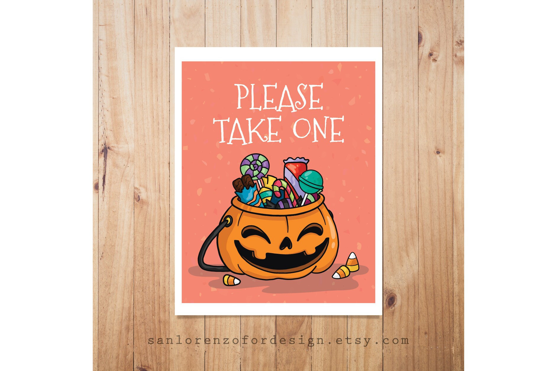 Halloween Candy Sign Please Take One Halloween Party Table - Etsy