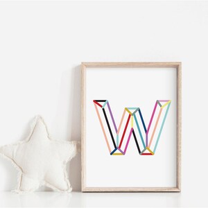 Poster Letter W for Nursery Initial Decor Modern Monogram Printable ...