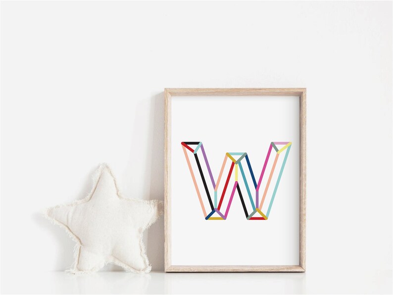 Poster Letter W for Nursery Initial Decor Modern Monogram Printable ...