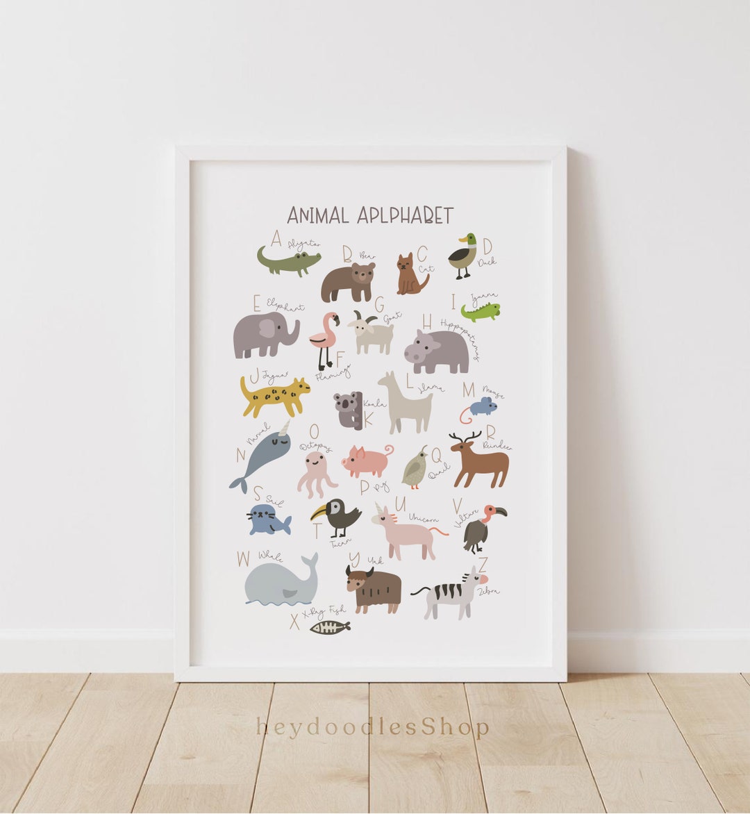 Alphabet Printable, Animal Alphabet, Nursery Alphabet Print ...