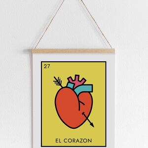 El Corazón Loteria Printable Wall Art Mexican Lottery Juego Loteria ...