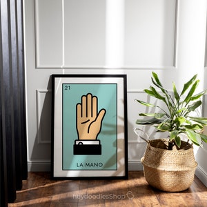 Loteria Mexicana La Mano Printable Wall Art, Mexican Folk Art, Mexican ...