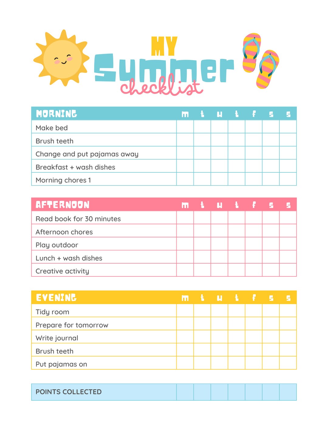 Printable Summer Checklist for Kids Fun & Engaging Activities - Etsy