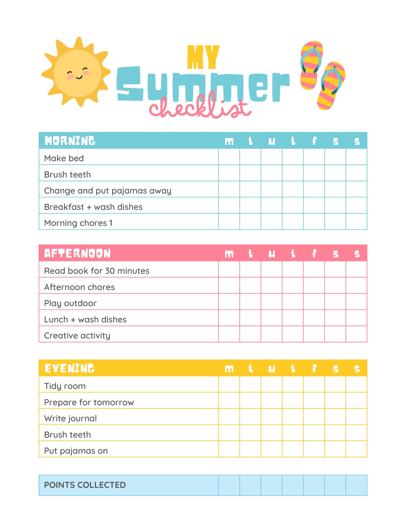 Printable Summer Checklist for Kids Fun & Engaging Activities - Etsy