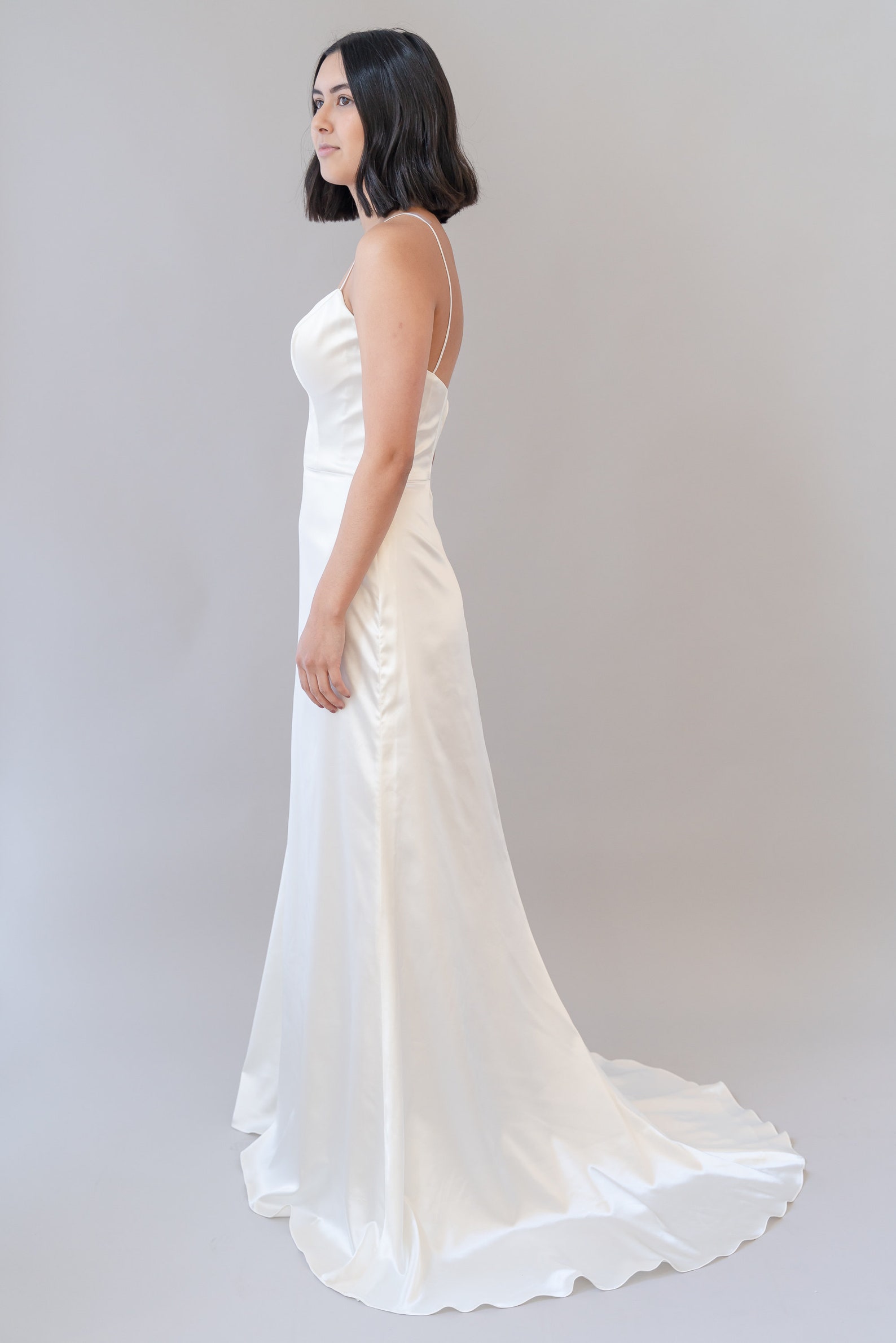 Beautiful Simple Satin Sweetheart Neckline Spaghetti Strap - Etsy Canada