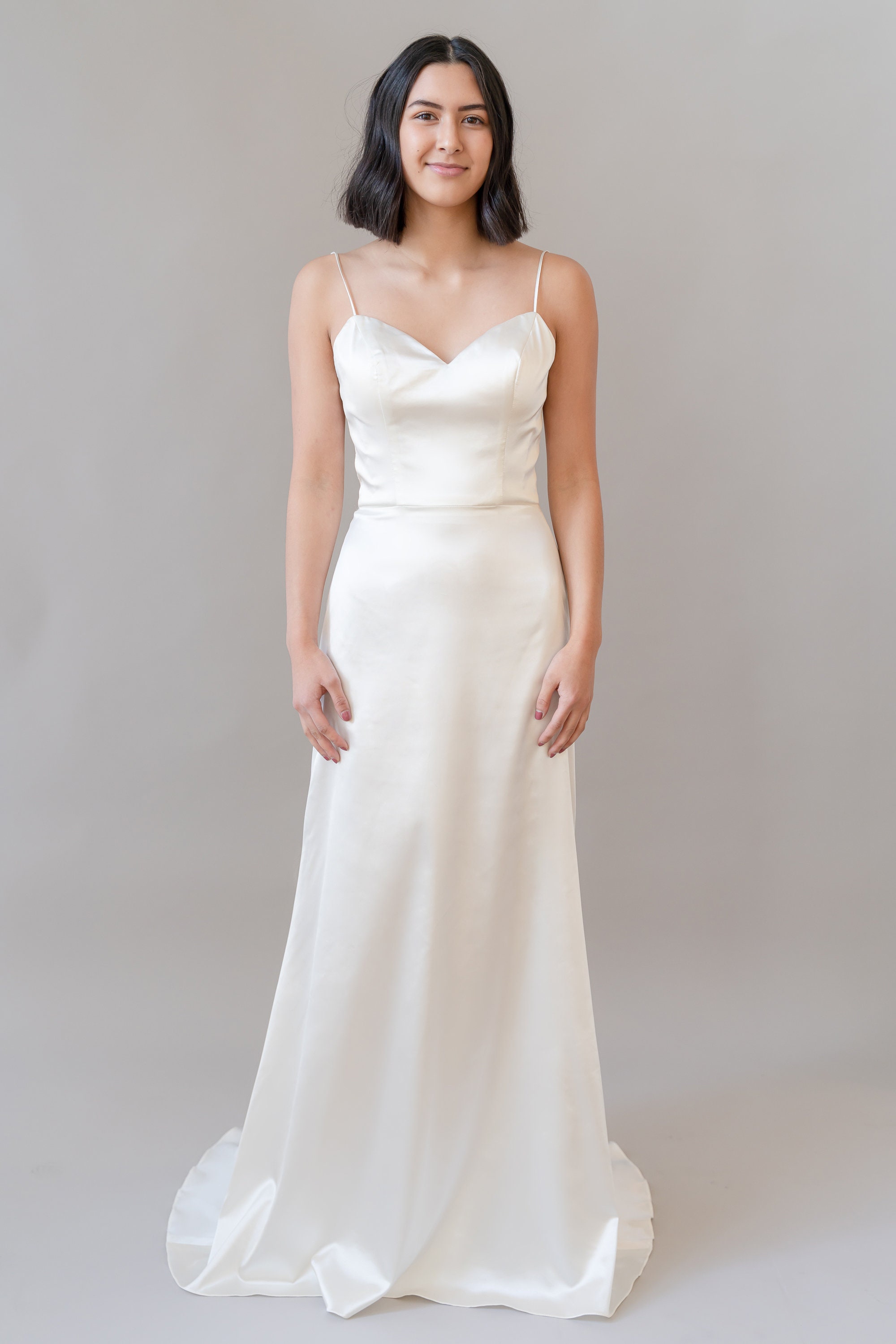 Beautiful Simple Satin Sweetheart Neckline Spaghetti Strap - Etsy Canada