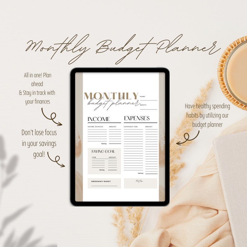 Boho Esthetic Digital Monthly Budget, Goodnotes, iPad Planner ...