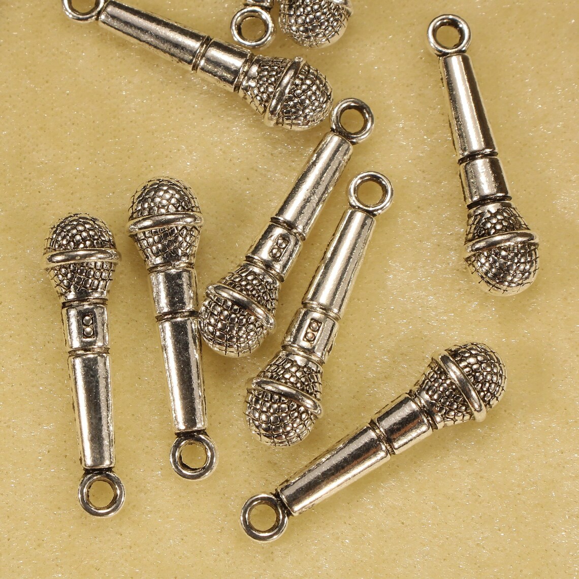 Microphone 27mm Antique Silver Tone 3D Music Charms 0786 | Etsy