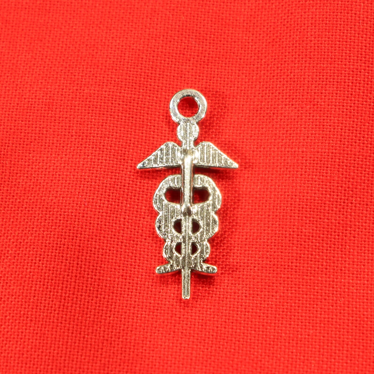 Medical Caduceus 26mm Antique Silver Tone Single Sided 2D Medical ...
