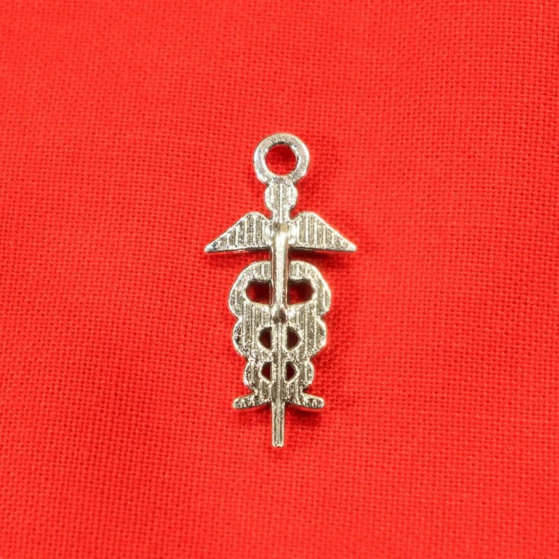 Medical Caduceus 26mm Antique Silver Tone Single Sided 2D - Etsy