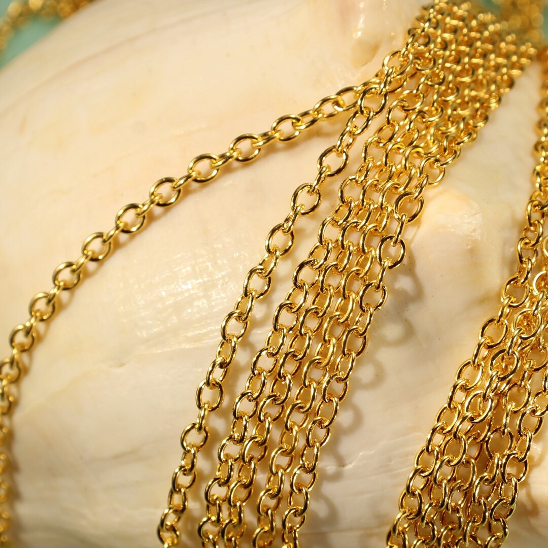 30 Gold Plated Cable Link Chain With 12mm Lobster Clasp Necklace 0843 ...