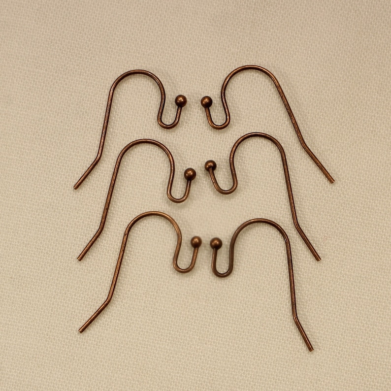 Ear Wire Hook with Accent Ball 21mm Antique Copper Tone Iron | Etsy