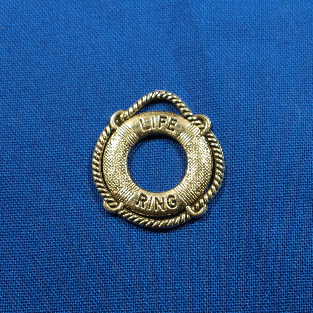 Life Preserver Ring 24mm Antique Silver Tone Double Sided Nautical ...