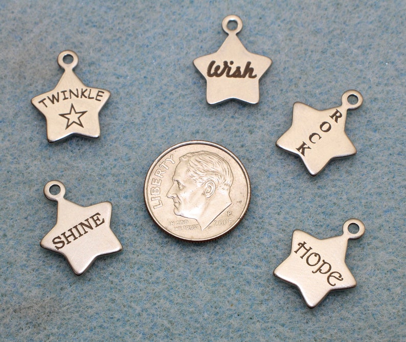 Personalized Star 16mm Silver Tone 304 Stainless Steel Custom Laser ...