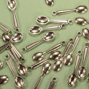 Spoon 24mm Antique Silver Tone 3D Household Kitchen Utensils Charms ...