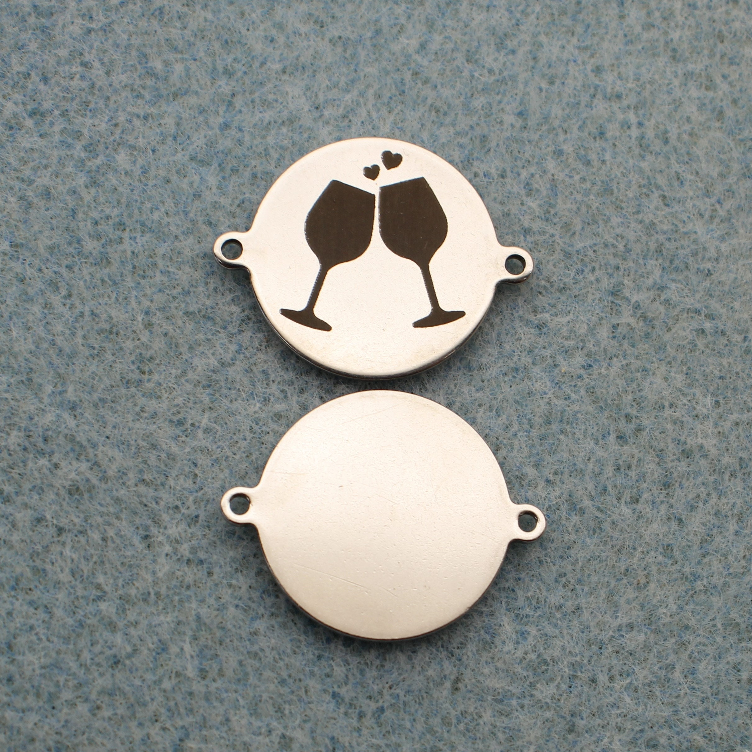 Personalized Round Connector 25mm Silver Tone 304 Stainless Steel ...