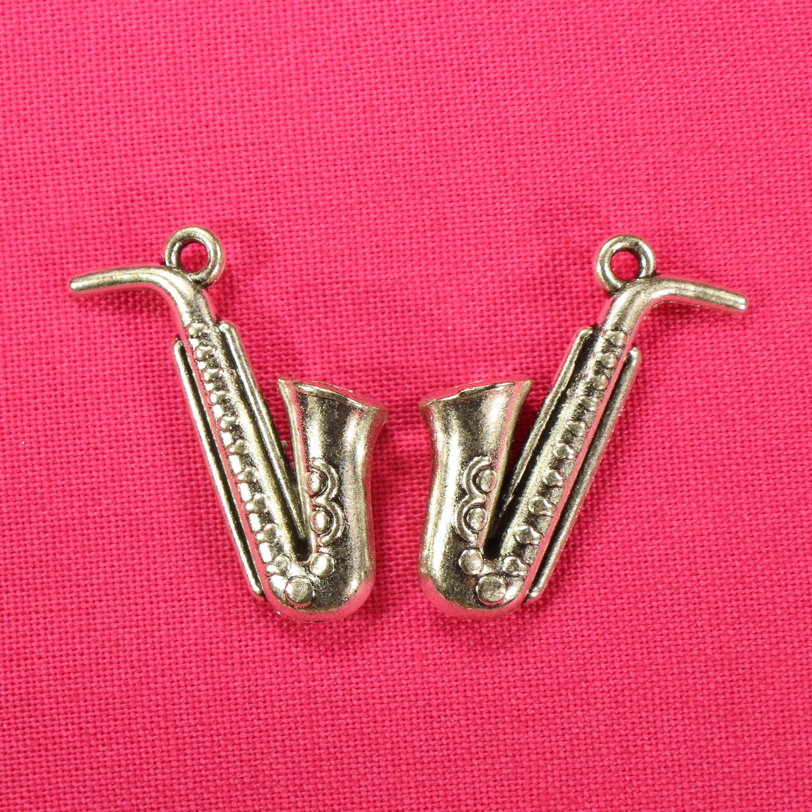 Saxophone 26mm Antique Silver Tone 3D Music Charms - 0588 - Etsy