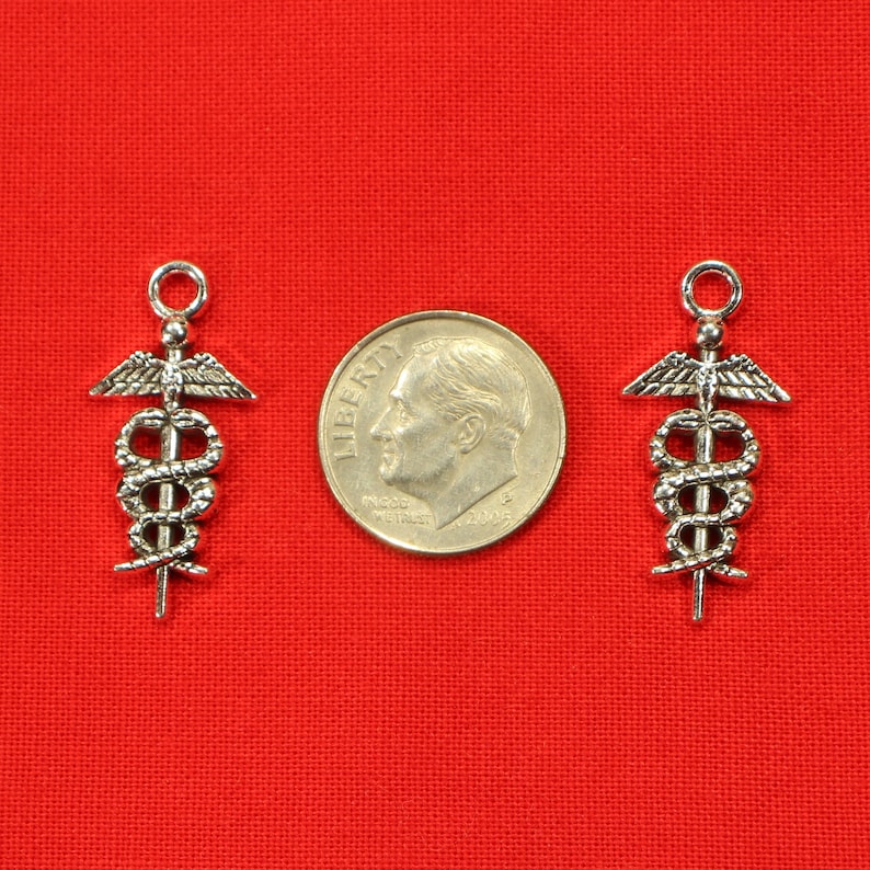 Medical Caduceus 26mm Antique Silver Tone Single Sided 2D - Etsy