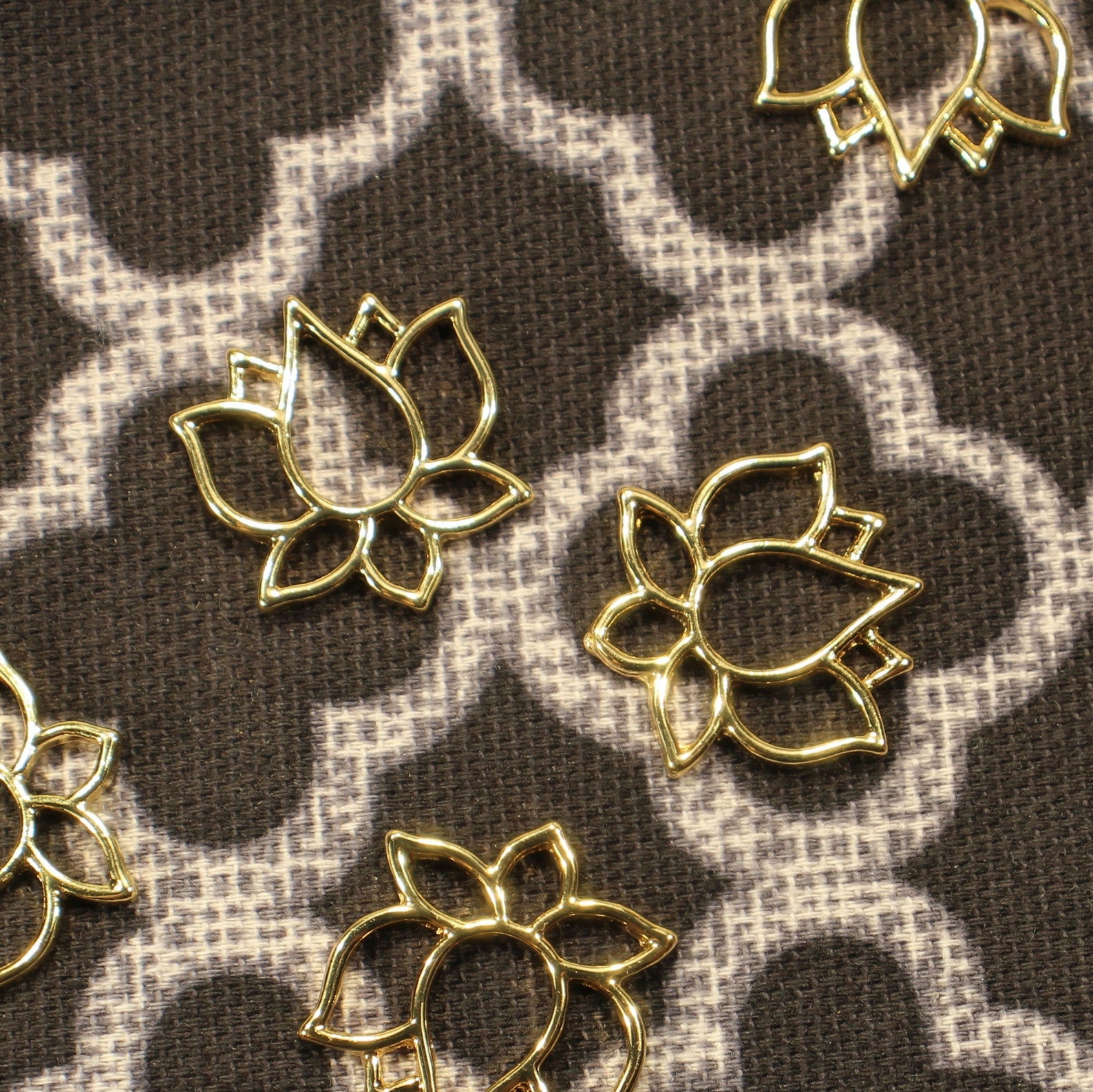 Lotus Flower 21mm Gold Plated Single Sided Die Cut Floral - Etsy