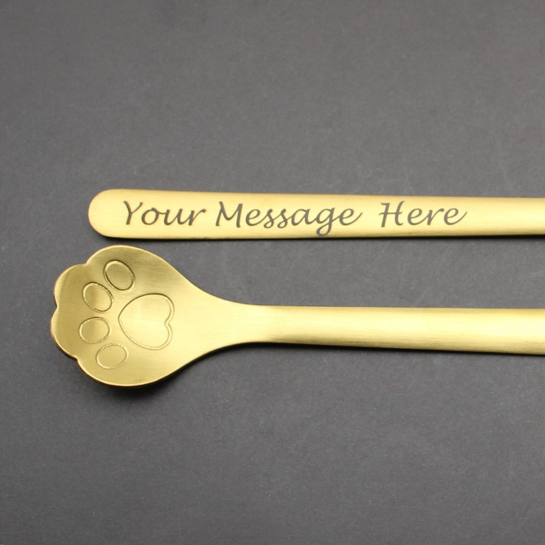 Personalized Paw Print Stir Spoon 5 7/8 SUS 304 Stainless Steel Gold ...