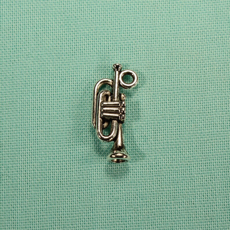 Trumpet 18mm Antique Silver Tone 3D Music Charms 0708 - Etsy