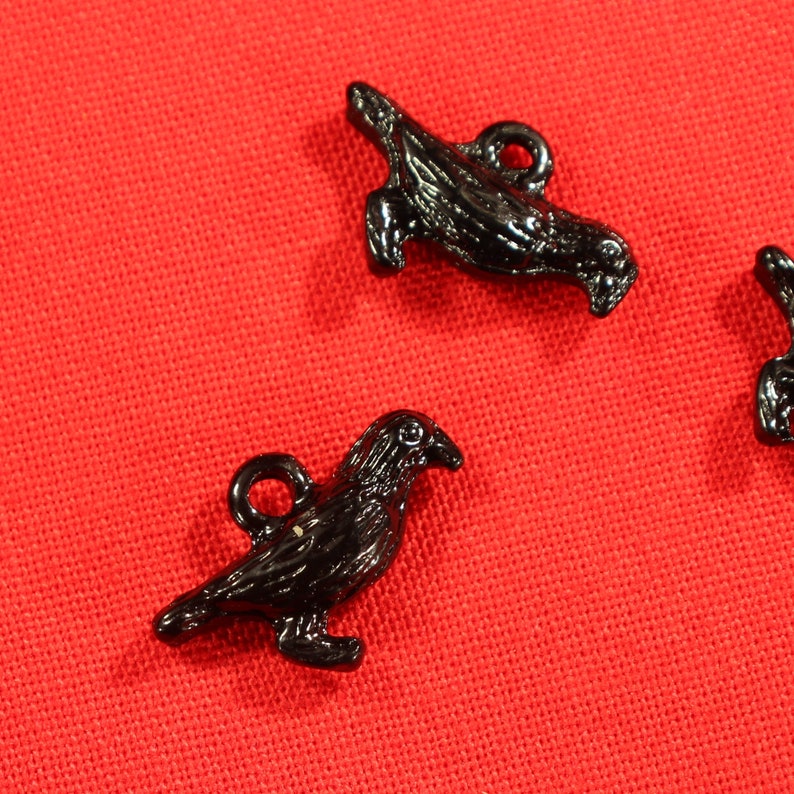 Crow or Raven 16mm Black Enameled Finish 3D Bird Charms 1168 | Etsy