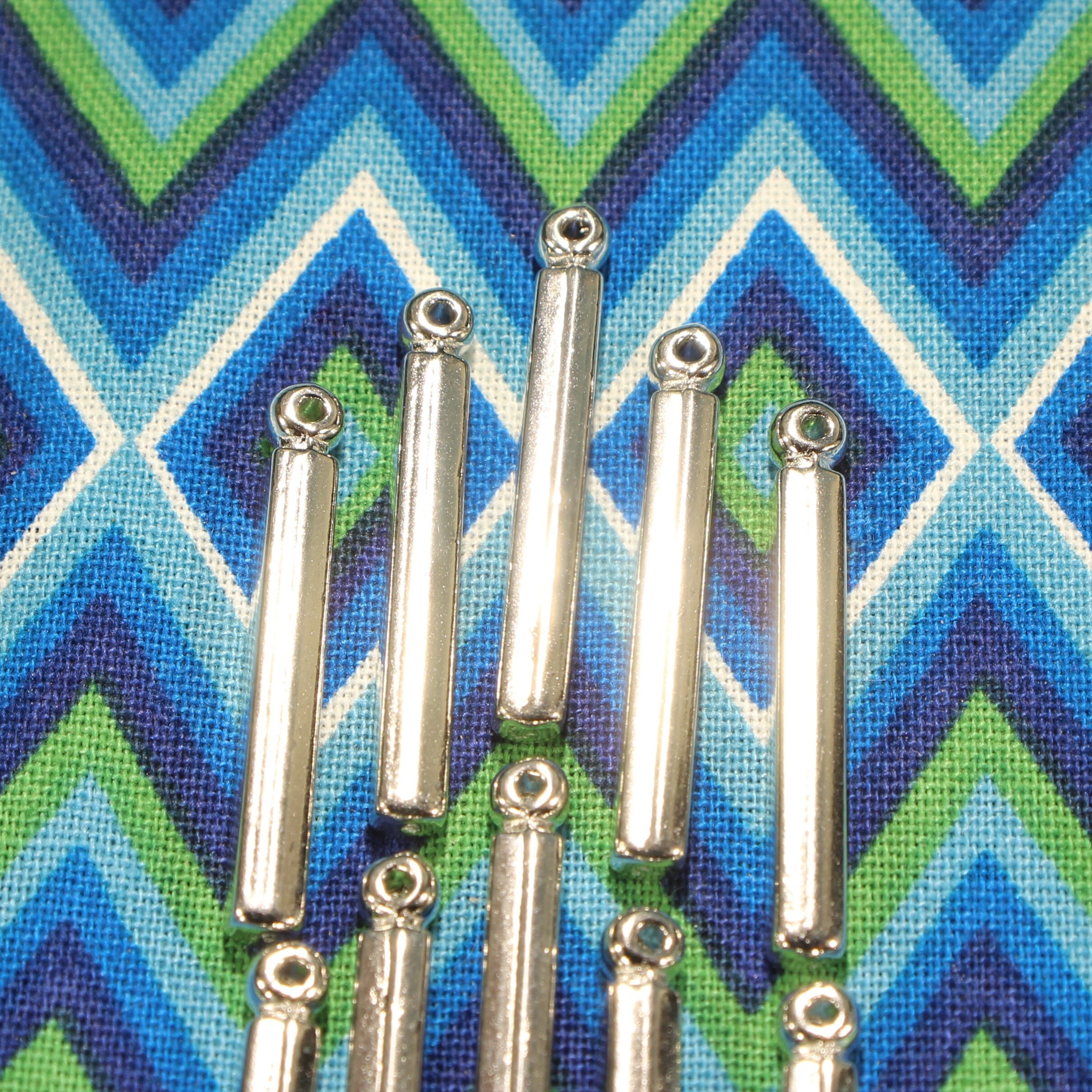 Rectangle 25mm Silver Tone 3D Geometric Bar Accent Charms | Etsy