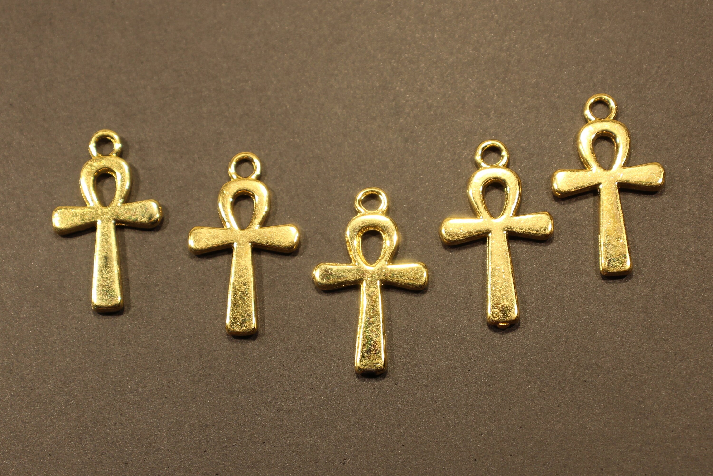 Ankh Cross 22mm Antique Gold Plated Double Sided Religious Charms ...