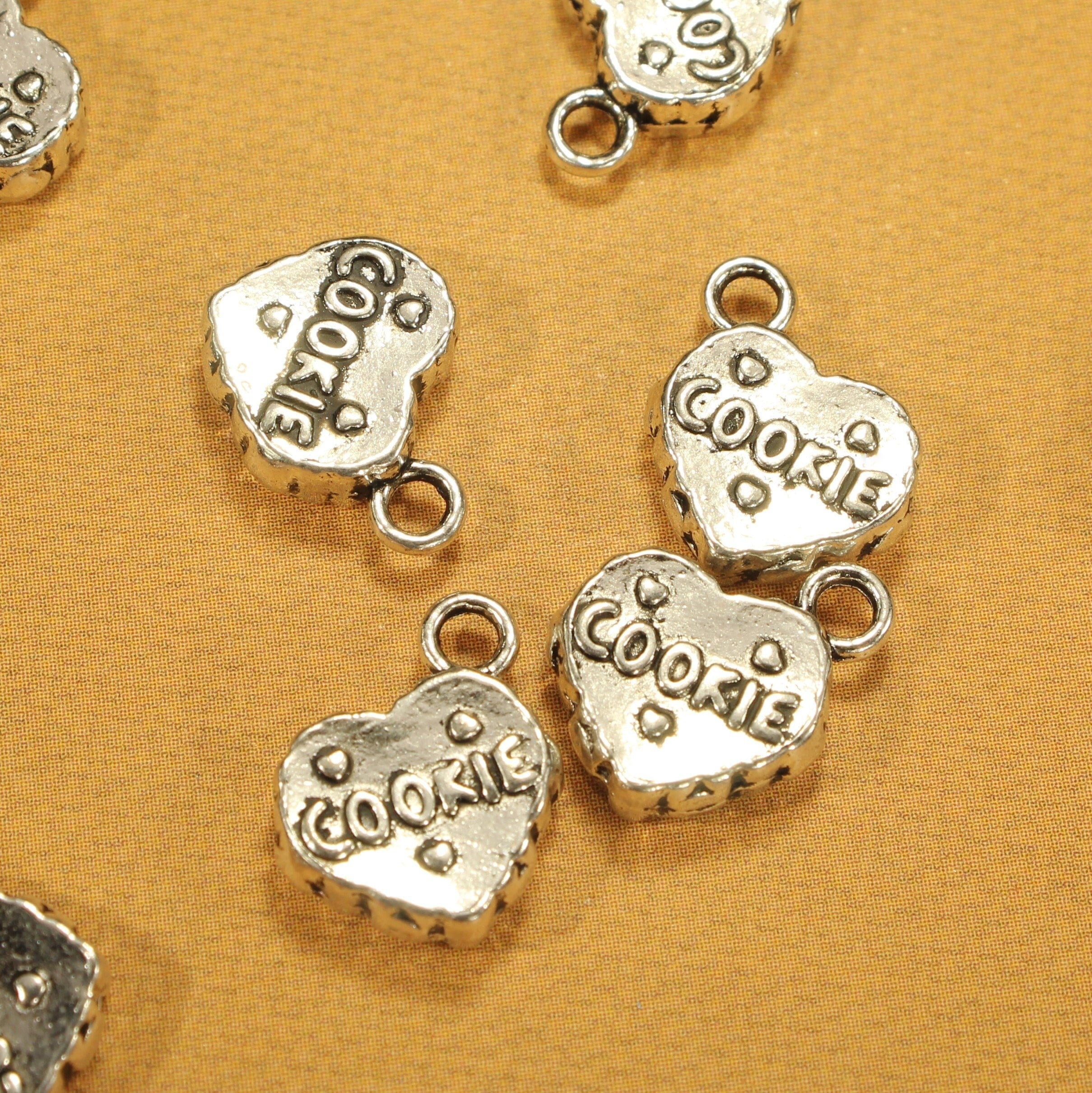 Heart Cookie 14mm Antique Silver Tone Double Sided Food Baking Charms ...