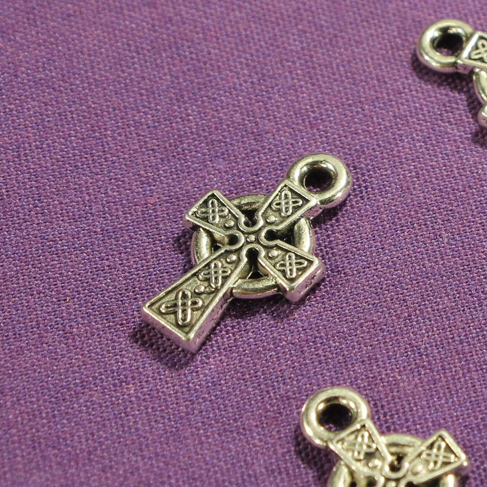 Cross 15mm Antique Silver Tone Double Sided Small Religious Charms ...