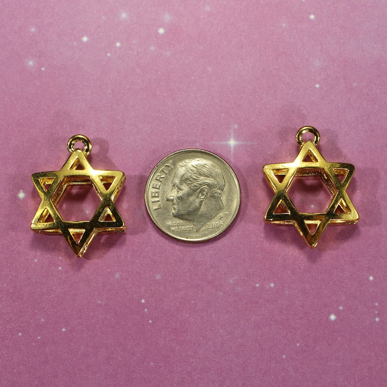 Star of David 23mm Gold Plated Die Cut Double Sided Religious Charms ...
