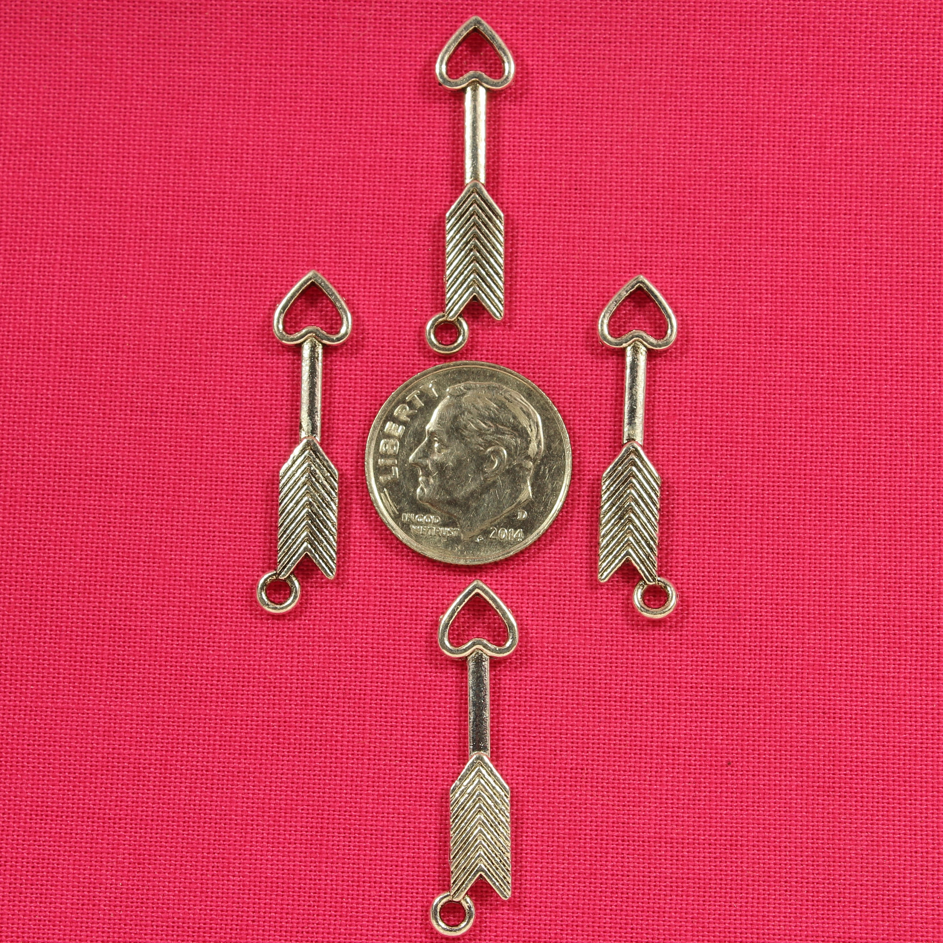 Arrow With A Heart 30mm Antique Silver Tone Double Sided Love | Etsy