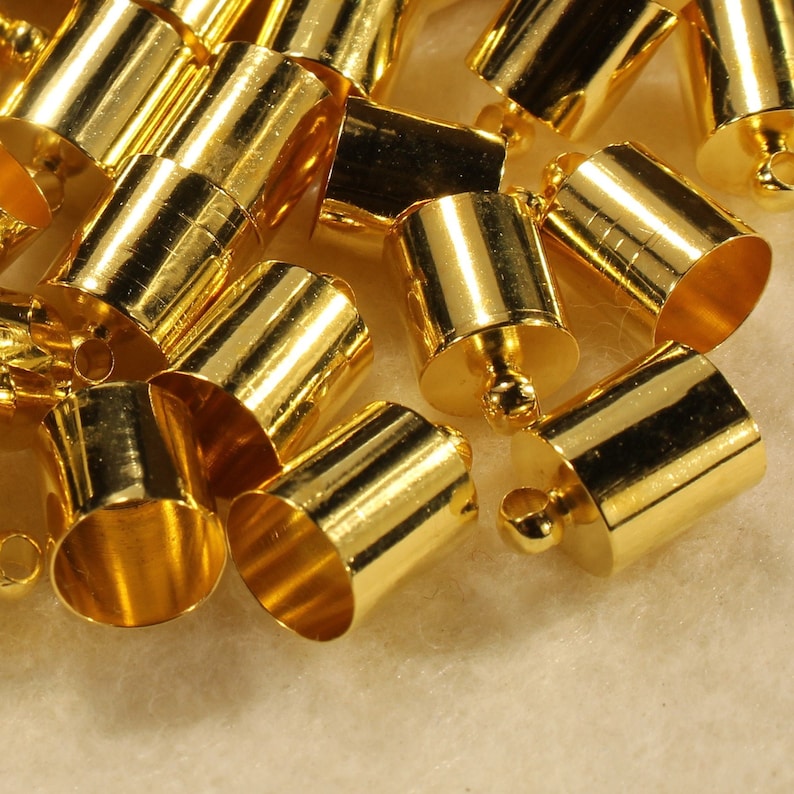 Cord End Caps 12mm X 8mm Cylinder Style Gold Plated Over - Etsy